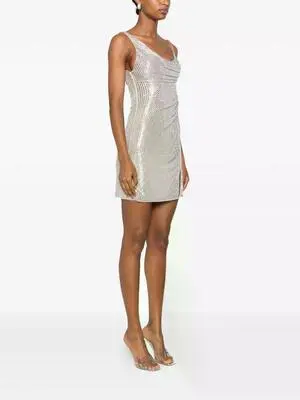 SELF-PORTRAIT Rhinestone Embellished Ruched Mini Dress