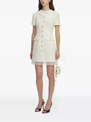 SELF-PORTRAIT Bouclé Dress With Lace Trim - Neutrals