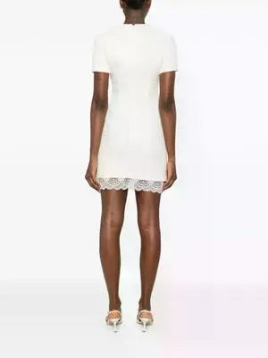 SELF-PORTRAIT Bouclé Dress With Lace Trim - Neutrals