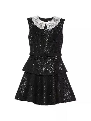 SELF-PORTRAIT Sequin-embellished Lace-collar Dress