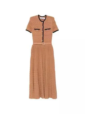 SELF-PORTRAIT Belted Crochet-knit Midi Dress