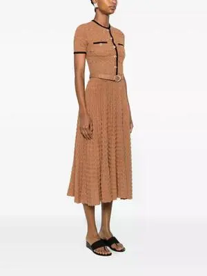 SELF-PORTRAIT Belted Crochet-knit Midi Dress
