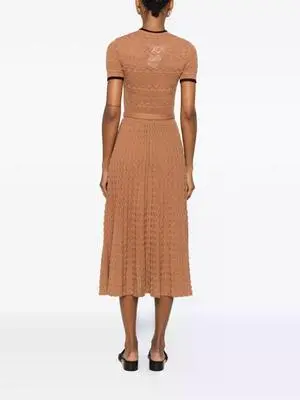 SELF-PORTRAIT Belted Crochet-knit Midi Dress