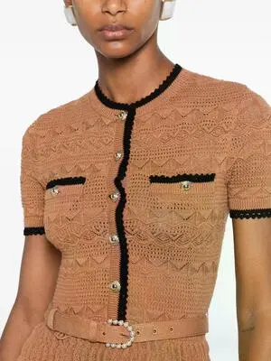 SELF-PORTRAIT Belted Crochet-knit Midi Dress