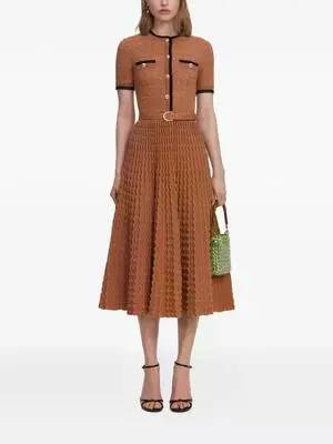 SELF-PORTRAIT Pointelle Knit Midi Dress
