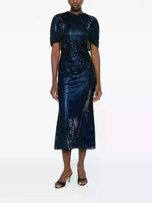 SELF-PORTRAIT Rhinestone Embellished Cape Sleeve Midi Dress