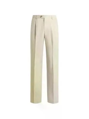 Etro Pleated Silk-blend Trousers - Neutrals