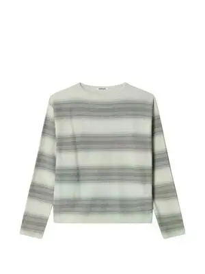 Auralee Gradient Stripe Boat Neck Sweater - Grey