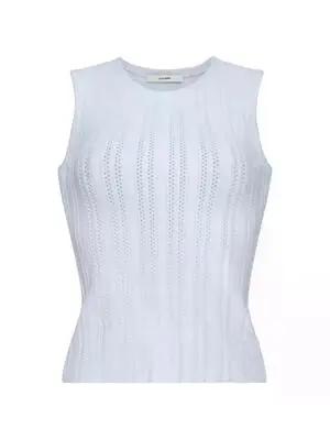Adam Lippes Brynn Pointelle Knit Top - Blue