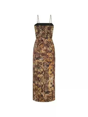 Adam Lippes Draped Pattern Midi Dress - Brown
