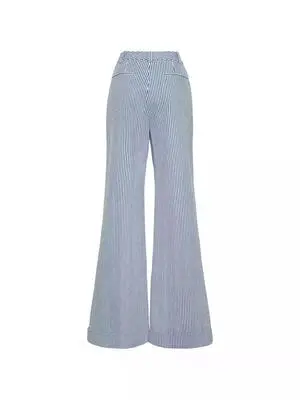 Adam Lippes Deeda Striped Cotton Trousers - Blue