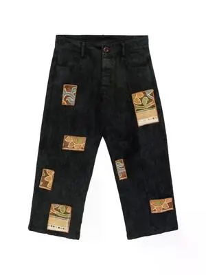 STAIN SHADE Patchwork Acid-wash Jeans - Black