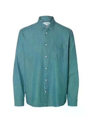 SELECTED Cotton Denim Shirt - Blue