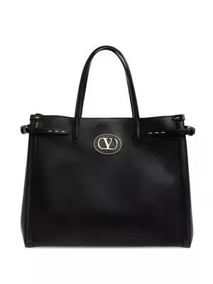 Valentino Garavani Vlogo Leather Tote Bag - Black