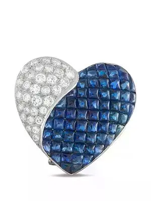 LB EXCLUSIVE Sapphire And Diamond Heart Earrings