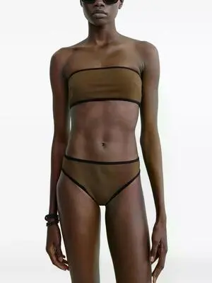 TOTEME Contrast-trim Bikini Bottoms - Brown