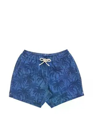 MC2 SAINT BARTH Palm-print Drawstring Swim Shorts - Blue