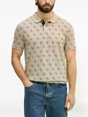 Guess Monogram-print Polo Shirt - Neutrals
