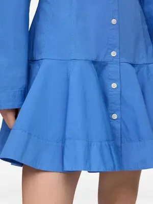 GANNI Organic Cotton Shirtdress With Ruffled Hem - Sky Blue