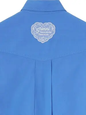 GANNI Organic Cotton Shirtdress With Ruffled Hem - Sky Blue