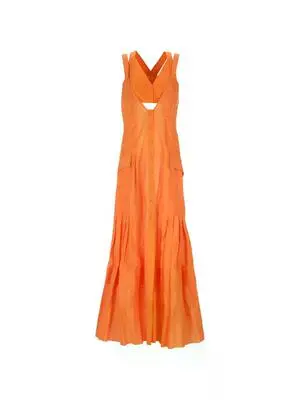 Alberta Ferretti Pleated Button-down Maxi Dress