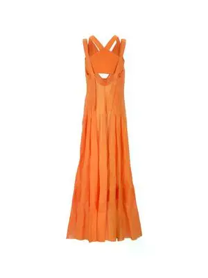 Alberta Ferretti Pleated Button-down Maxi Dress