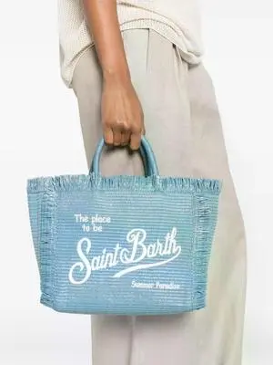 MC2 SAINT BARTH Colette Fringed Tote Bag - Blue