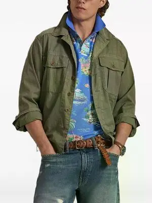 Polo Ralph Lauren Tropical-print Pique Polo Shirt - Blue