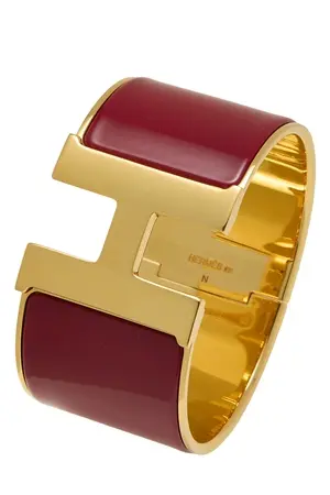 Hermès Enamel Gold "h" Clic-clac Bracelet - Red