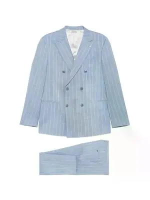 LUIGI BIANCHI Pinstripe Double-breasted Suit - Blue
