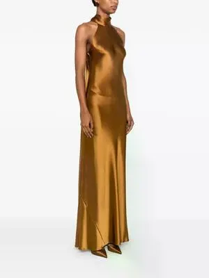 Galvan Sienna Satin Gown - Brown
