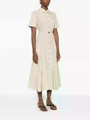 Tory Burch Belted Short-sleeve Midi Shirt Dress