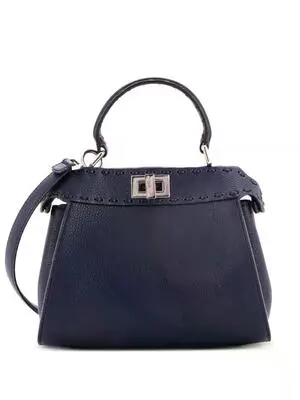 Fendi Selleria Peekaboo Iseeu Leather Petite Satchel - Blue