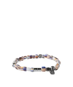 Paul Smith Embellished Bead Bracelet With Logo Plate - Multicolor