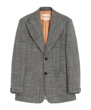 Valentino Garavani Single-breasted Mouliné Wool Jacket - Gray