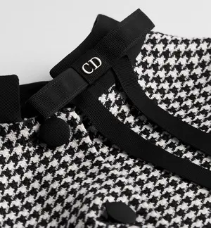 Dior Cropped Jacket With Houndstooth Pattern And Bow Detail