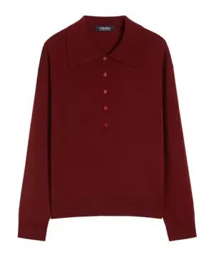 Max Mara Long-sleeved Collared Sweater With Mother-of-pearl Buttons