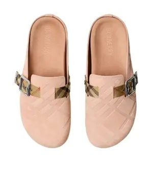 Burberry Round Toe Mules With Buckle Detailing