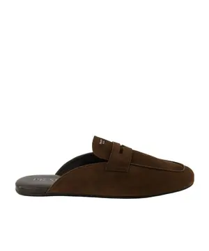 Prada Suede Round Toe Mules
