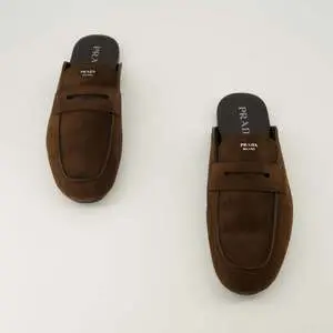 Prada Suede Round Toe Mules