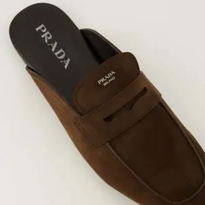 Prada Suede Round Toe Mules