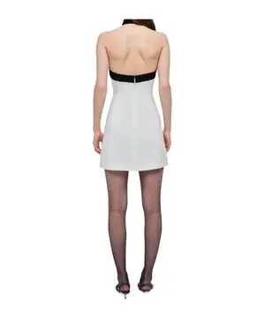 Simkhai Jolie Velvet-tie Halterneck Mini Dress - Ivory/multicolor