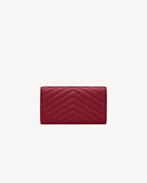 Saint Laurent Cassandre Large Flap Wallet In Lambskin - Deep Red