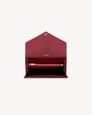 Saint Laurent Cassandre Large Flap Wallet In Lambskin - Deep Red