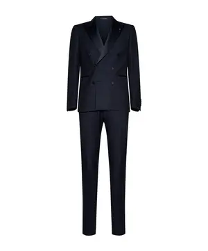 Tagliatore Jacquard Double-breasted Suit Set - Black