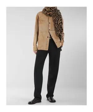 Fendi Beige And Black Leo Wool Scarf