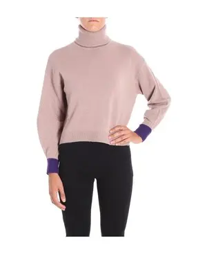 Pinko High Neck Ribbed Sweater With Contrast Cuffs