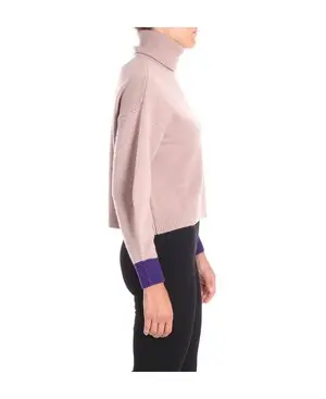 Pinko High Neck Ribbed Sweater With Contrast Cuffs