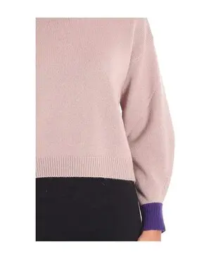 Pinko High Neck Ribbed Sweater With Contrast Cuffs