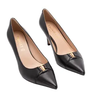 TWINSET Pointed Toe High Heel Pumps With Gold Hardware